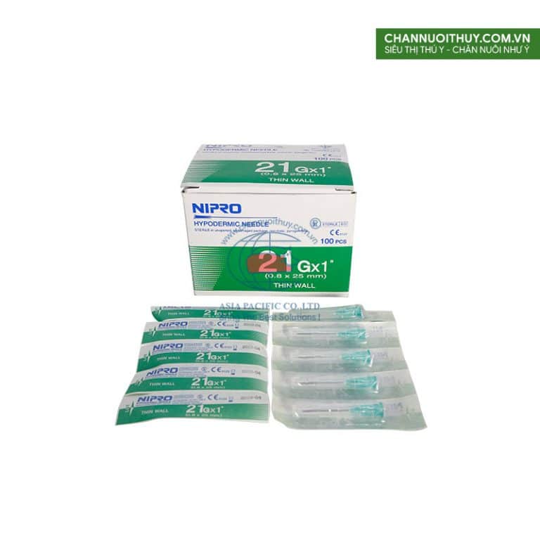 Kim tiêm cho máy chích tự động Nipro, đốc nhựa và đầu inox 304